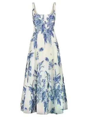 LELA ROSE Floral-Print Scoop-Neck Dress