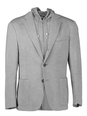 Eleventy Hooded Single-breasted Blazer - Grey