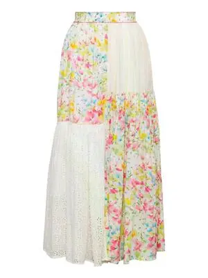 ByTiMo Floral-print Eyelet-detail Skirt - White