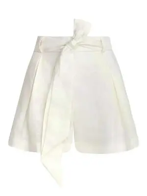 ANDRES OTALORA Bow-detail Pleated Shorts - Neutrals