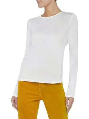 L'Agence Ayla Long-sleeve Round-neck T-shirt - White