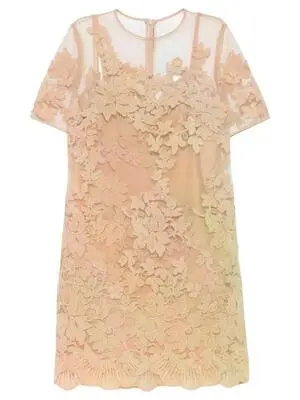 Ermanno Scervino Floral Lace Mini Dress - Neutrals