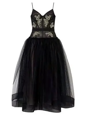 Erdem Embellished Tulle Dress - Black