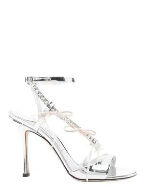 JIMMY CHOO 100mm Lula Sandals - Silver