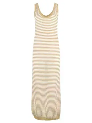 Brunello Cucinelli Striped Midi Dress - Neutrals