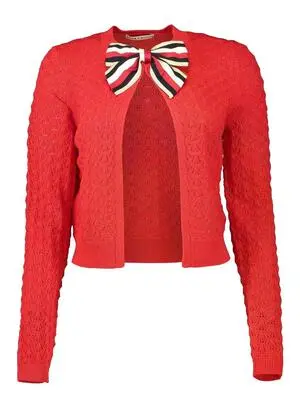 Alice + Olivia Open-front Cardigan With Bow Detailing - Red
