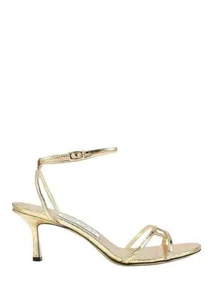 JIMMY CHOO 65mm Leo Leather Ankle-strap Sandals - Gold