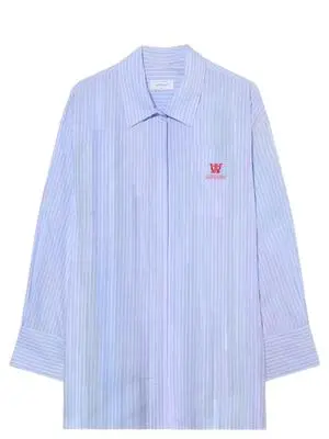 Off-White Striped Shirt Mini Dress - Blue