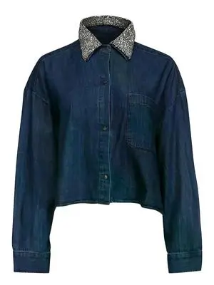 TWP Crystal-collar Denim Shirt - Blue