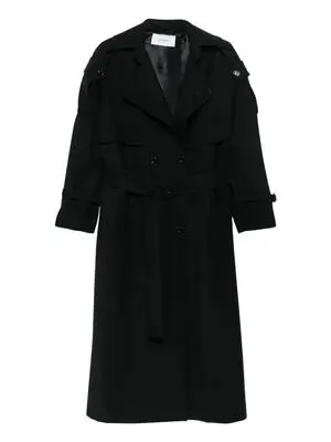 LARDINI Double-breasted Belted Trench Coat - Black