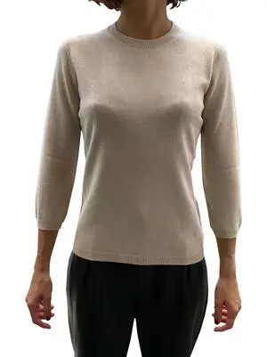 LA ROSE Three-quarter Sleeve Sweater - Neutrals
