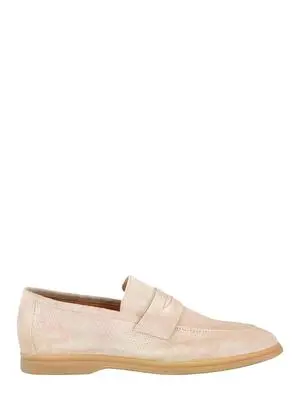 Eleventy Perforated Suede Loafers - Neutrals
