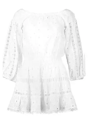 TEMPTATION POSITANO Platani Eyelet Embroidered Smock Mini Dress