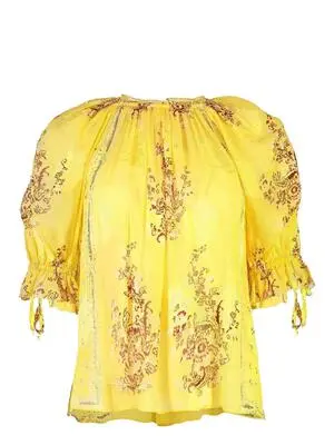 Ulla Johnson Pippa Floral-print Puff-sleeve Blouse - Yellow