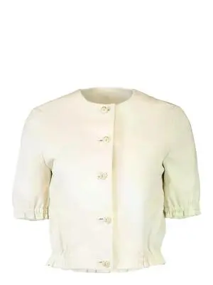 SUSAN BENDER Pearl-button Leather Jacket - Neutrals