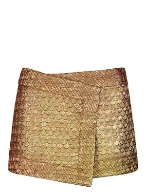 Johanna Ortiz Scale-pattern Wrap Mini Skirt - Gold