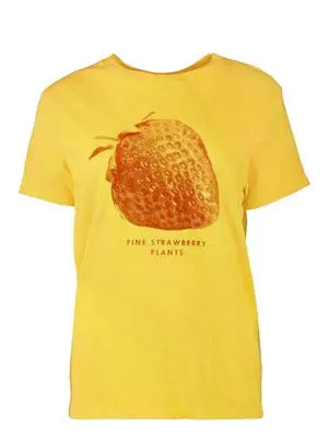 MOTHER Strawberry-print T-shirt - Yellow