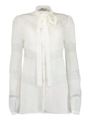 Elie Saab Lace-insert Crepe Shirt - White