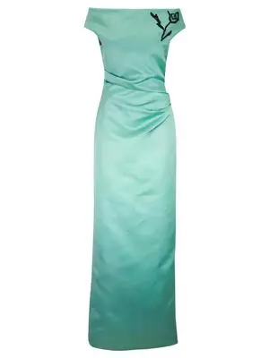 Erdem Embellished Satin Maxi Dress - Green