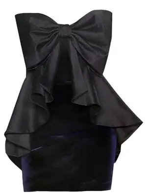Badgley Mischka Bow-detail Peplum Mini Dress - Black
