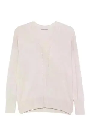 DRUMOHR V-neck Pointelle Sweater - Neutrals