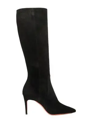 Santoni High-heel Suede Boots - Black