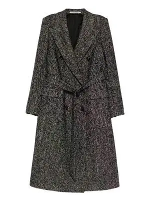 Tagliatore Herringbone Double-breasted Coat - Black