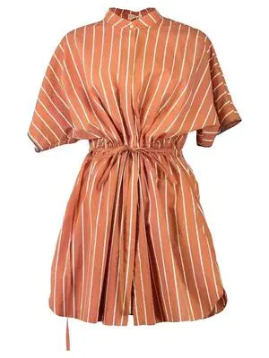 Brunello Cucinelli Stripe-pattern Shirt Mini Dress - Orange