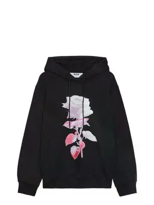 MSGM Rose-print Hoodie - Black