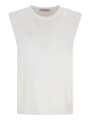 Valentino Garavani Padded-shoulder Cotton Top - White