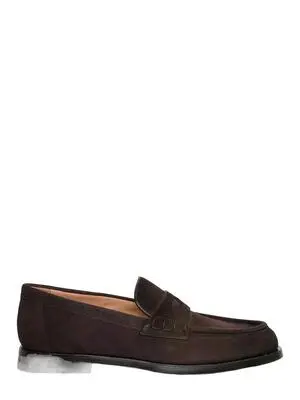 SANTONI Suede Penny Loafers