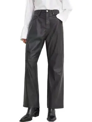 WON HUNDRED Pockets Leather Trousers - Black