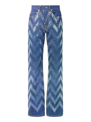 MISSONI Chevron-Pattern Sequined Jeans