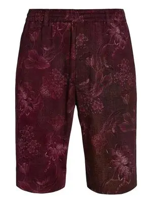 JUNE 79 Floral-jacquard Elasticated Shorts - Red
