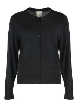 Calvin Klein Buttoned Virgin Wool Cardigan - Black
