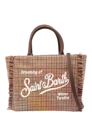MC2 SAINT BARTH Embroidered Houndstooth Tote Bag - Brown