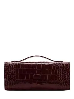 Jeffrey Levinson Alex Crocodile-effect Clutch - Brown