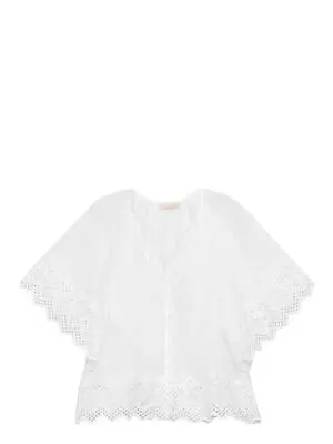 ByTiMo Slub Eyelet-trimmed Blouse - White