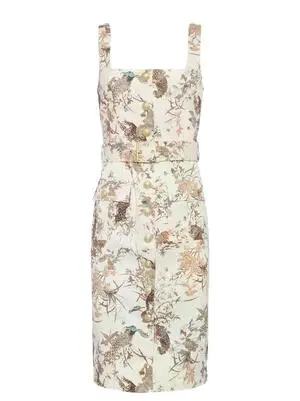 L'Agence Idy Bird-print Belted Dress - Neutrals