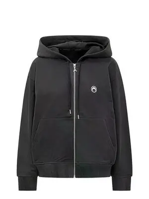 MARINE SERRE Hooded Zip-up Top - Black