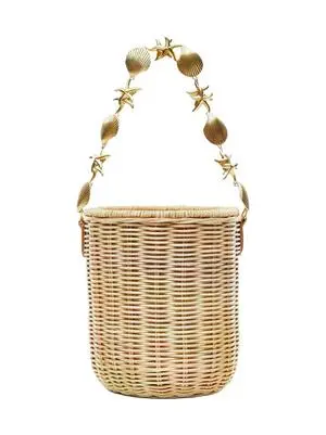 Poolside Island Shell-embellished Bucket Bag - Neutrals