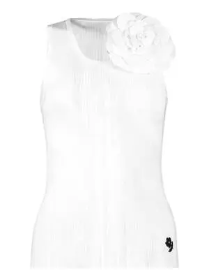 Bernadette Marcel Ribbed Flower-embellished Tank Top - White