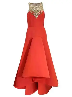 Marchesa Crystal-embellished Asymmetric Dress - Red