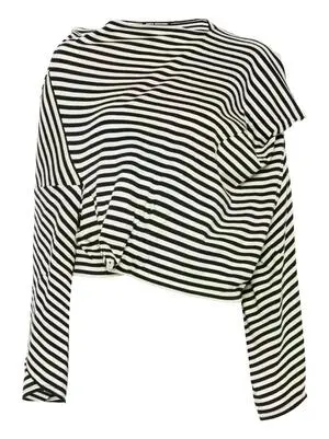 Junya Watanabe Striped Knot-detail Blouse - Black