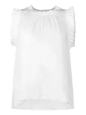 CHRISTY LYNN Bonnie Ruffled Sleeveless Top - White