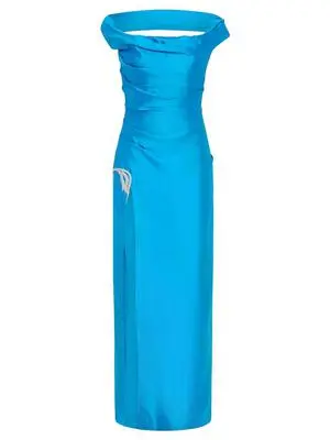 Rachel Gilbert Off-the-shoulder Satin Dress - Blue