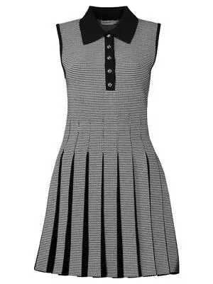 Simkhai Houndstooth-pattern Pleated Dress - Black