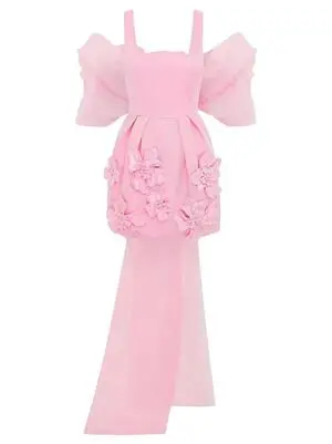LEO LIN Floral-applique Bow Dress - Pink
