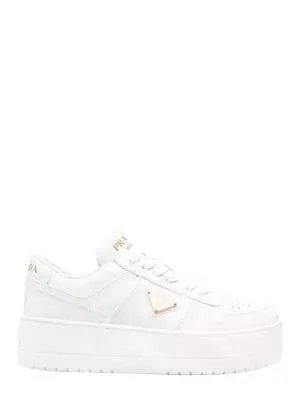 Prada Downtown Platform Leather Sneakers - White