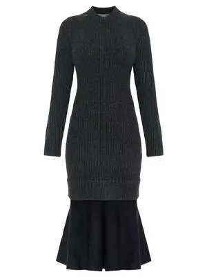 Alexander Wang Ribbed Long-sleeve Midi Dress - Grey